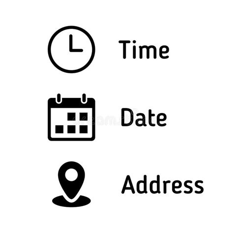 Time Date And Address Icon Vector Isolated On Circle Outline Stock