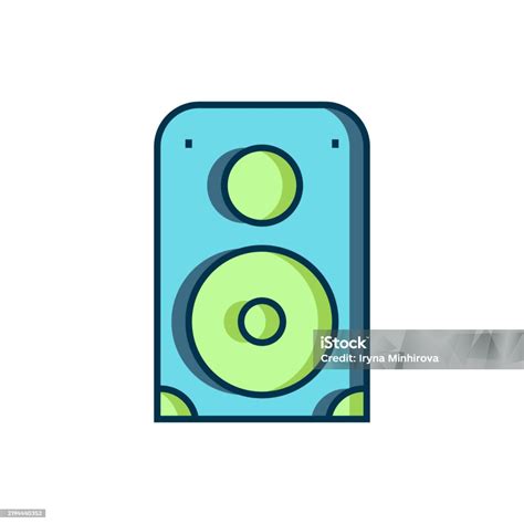 채워진 윤곽선 스테레오 스피커 아이콘이 흰색 배경에 고립되어 있습니다 사운드 시스템 스피커 음악 아이콘을 클릭합니다 뮤지컬 칼럼 스피커베이스 장비 그림자가 있는 평면으로