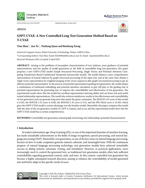 Pdf Gspt Cvae A New Controlled Long Text Generation Method Based On