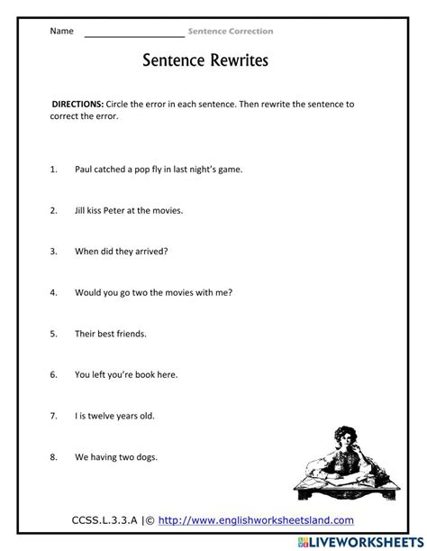 Sentence Correction 6560876 Asermons Live Worksheets