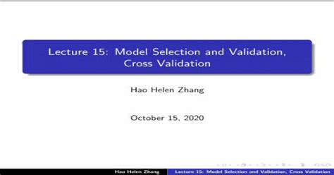 download pdf lecture 15 model selection and validation cross