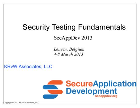 Pdf Security Testing Fundamentals