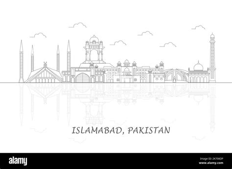 Outline Skyline Panorama Of City Of Islamabad Pakistan Vector
