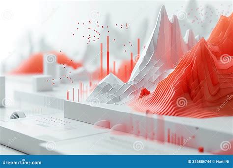 Generative Ai Image Of White And Orange Wavy Data Visualization Wallpaper Stock Illustration