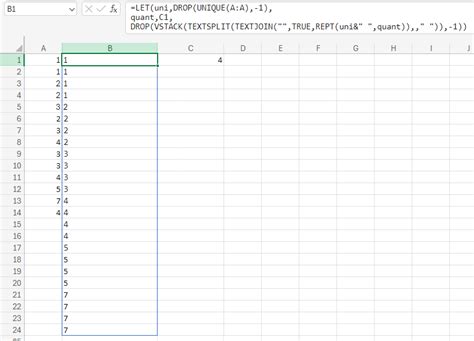 excel extracting unique values from a dynamic range but repeating