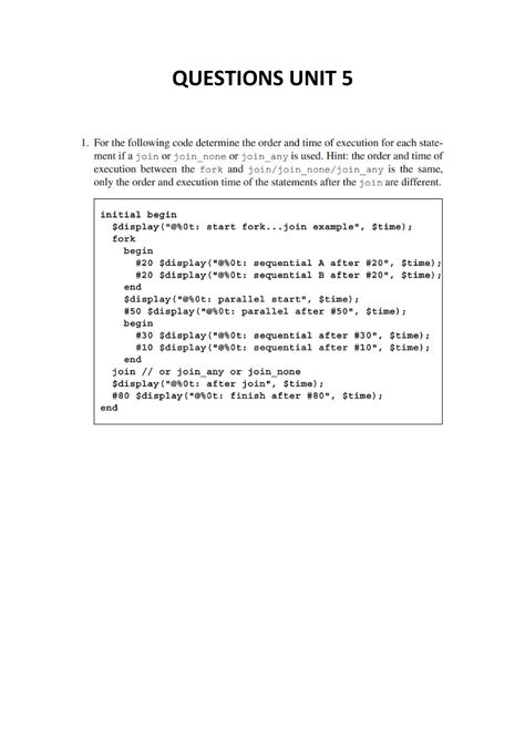 Assignment Questions Verification Of VLSI Circuits Using SystemVerilog QUESTIONS UNIT