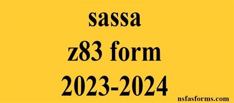 Sassa Z83 Form 2023 2024 Sassa Online Application