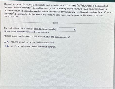 Solved The Loudness Level Of A Sound D In Decibels Is Chegg