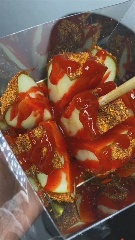 Chamoy And Tajin Apples Chamoy Apples Mexican Snacks Caramel Apples