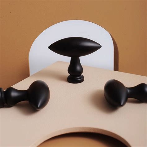 Matte Black Drawer Knobs Minimalist Olive Shape Knob Wardrobe Pull T