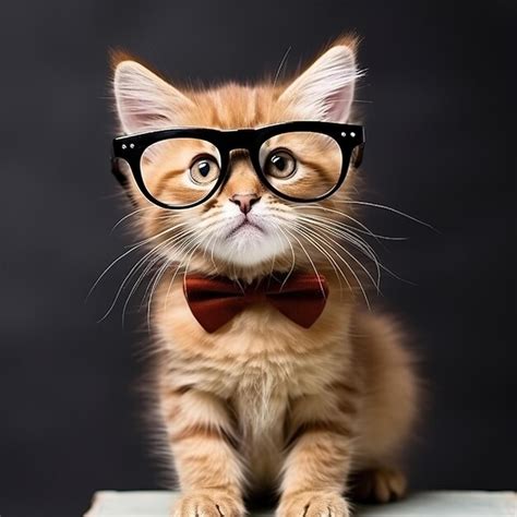 Premium Ai Image Closeup Portrait Of Funny Cat Wearing Glasses