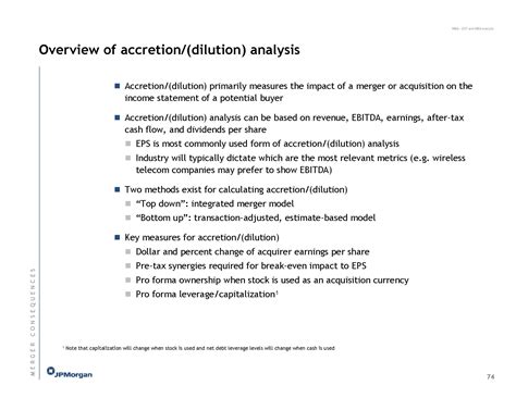 Investment Banking Slide Examples Of Accretion Dilution