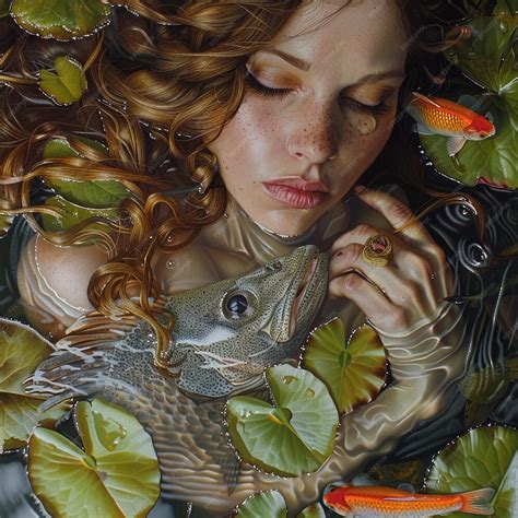 Premium Photo Hyper Realistic Upper Body Water Nymph Emerging From Water