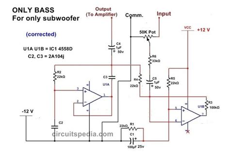 4558 Subwoofer Bass Booster Circuit Diagram Bass Circuit For Woofer