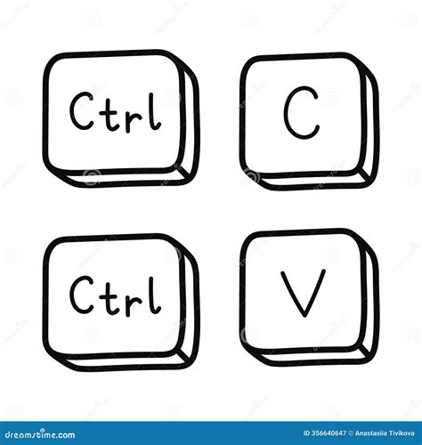 Cute Doodle Ctrl C And Ctrl V Keyboard Buttons Copy And Paste Key