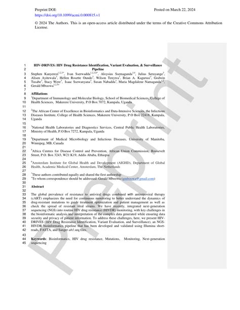 Pdf Hiv Drives Hiv Drug Resistance Identification Variant Evaluation And Surveillance Pipeline