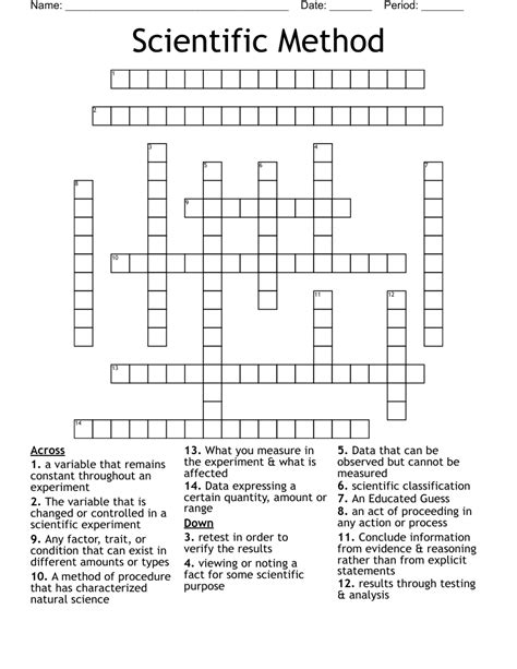 Scientific Method Crossword Puzzle Answer Key Grade 6 At Harry Roloff Blog