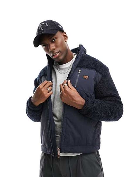 Superdry Sherpa Workwear Hybrid Jacket In Eclipse Navy Asos