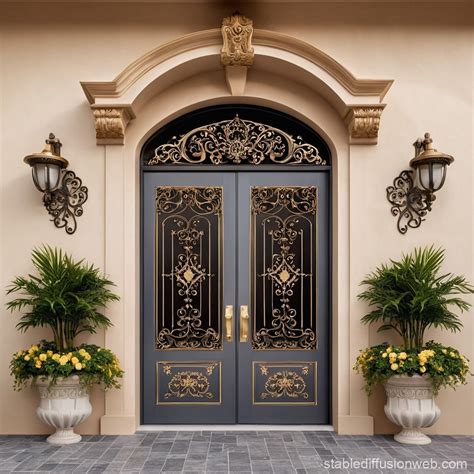 Gray Iron Door With Brass Details Stable Diffusion Online