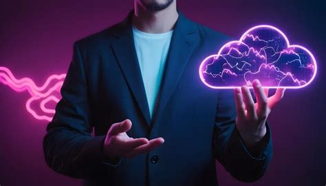 Premium Photo Man Holding Cloud Computing Diagram Show On Hand Data Storage Concept