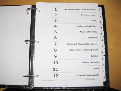 Msds Binder Table Of Contents Template