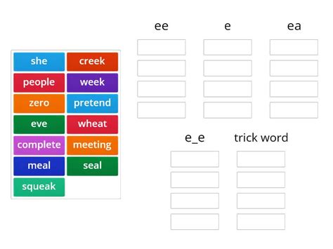 Long E Word Sort Group Sort