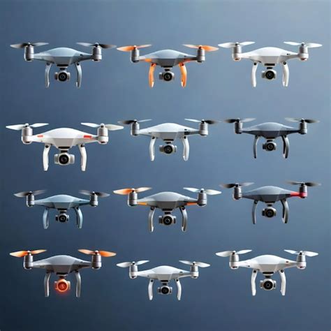 A Series Of Small White Drones Flying In The Sky With The Words Flying On The Bottom Premium
