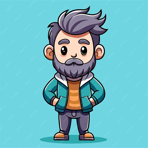 Premium Vector Cute Beard Man Cartoon Vector Illustration