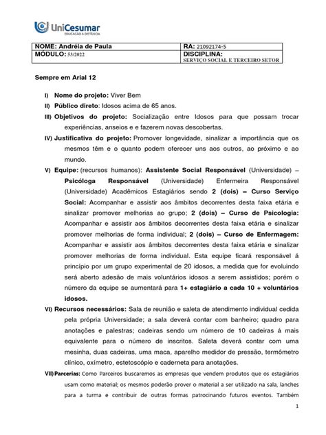 Mapa Ssoc Serviço Social E Terceiro Setor 53 2022 Pdf