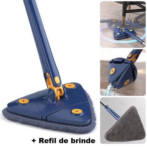 Mop Rodo Limpeza Esfregão Triangular Giratório Limpa Vidros Shopee Brasil