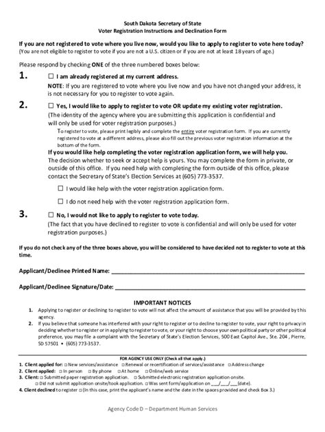 Fillable Online Voter Registration Instructions And Declination Form