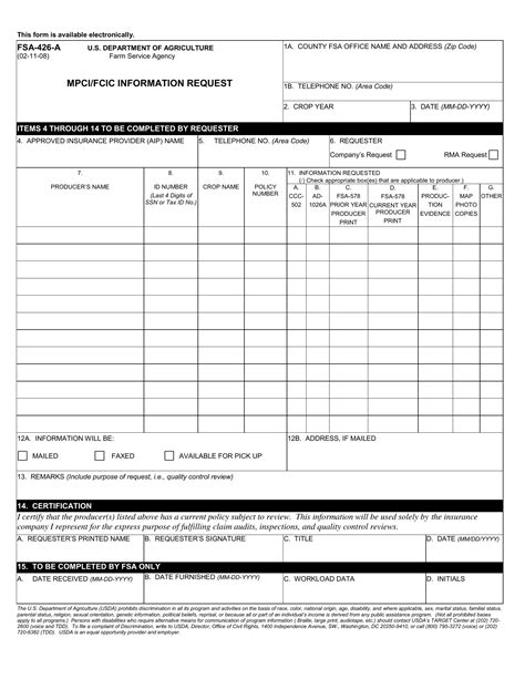 Fsa 426 A Form ≡ Fill Out Printable Pdf Forms Online
