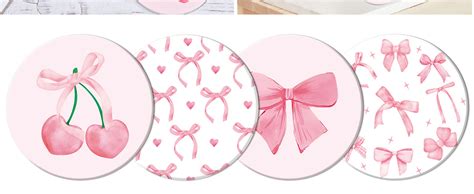 Fysuimu 4pcs Pink Bow Coasters Cute Coquette Bowknots