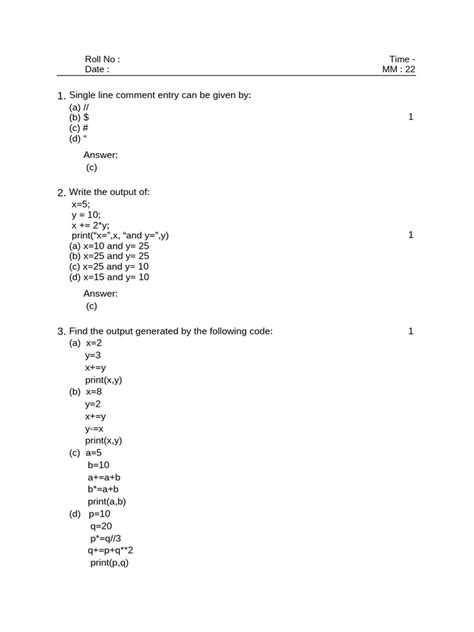 Python Class 11 Test Gen 002 Pdf Programming Paradigms Computer