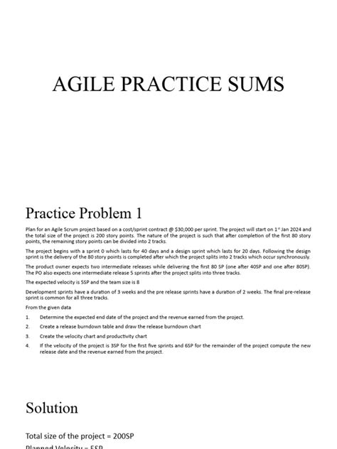 agile practice sums solved pdf scrum software development business