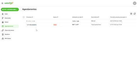 como navegar no menu agendamentos do orquestrador satelitti