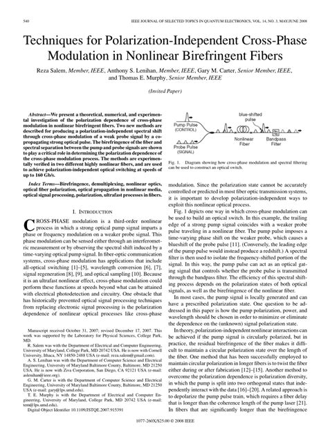 Pdf Polarization Independent Cross Phase Modulation Using Nonlinear Birefringent Fiber