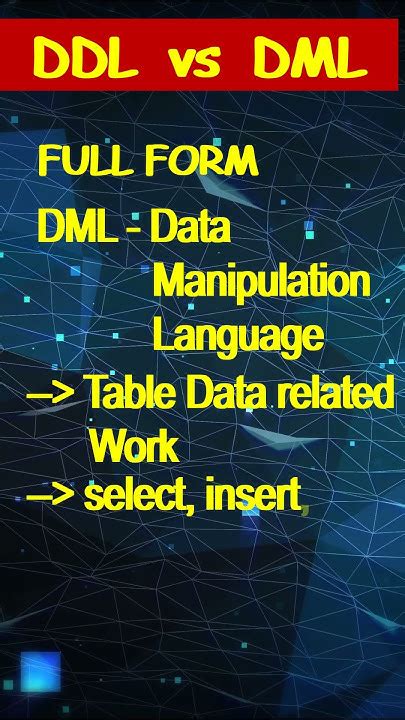 Difference Between Ddl And Dml In Sql Coding Shorts Youtube