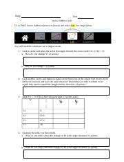 Vector Additon Lab Docx Name Date Vector Addition Lab Go To PhET Vector Addition Button In