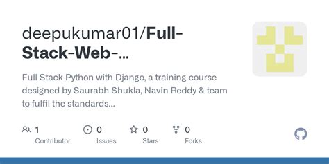 Github Deepukumar Full Stack Web Development Using Python Full Stack Python With Django A