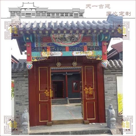 自家工厂专业设计测量 古建筑园林景观工程干燥木材装饰仿古门楼 阿里巴巴
