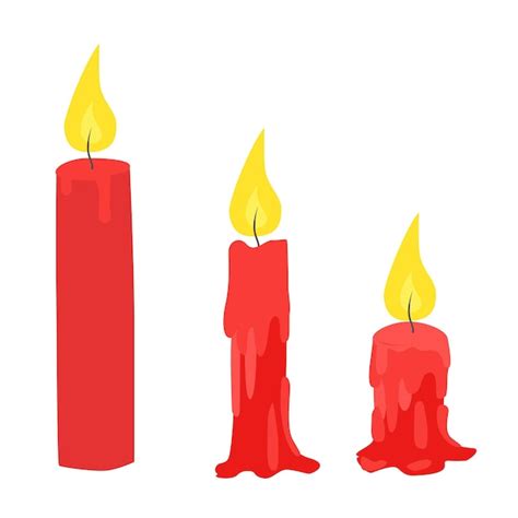 Premium Vector Wax Candles With Flame In Different Stages Of Burn Buring Wax Candles Illustration