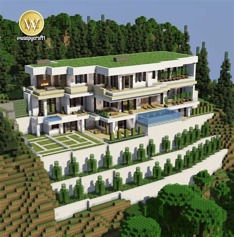 Minecraft Massive Modern Mansion Waspy New Modern Villa Built With