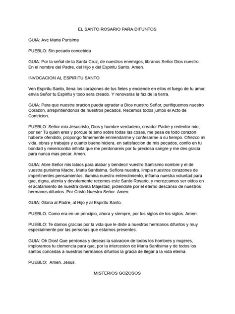 Rosario Para Difuntos Guía Completa Pdf María Madre De Jesús