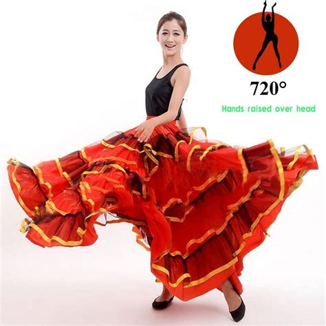Womens Ballroom Spaanse Flamenco Dans Rok Rode Dan Vicedeal