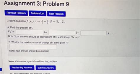 Solved Assignment 3 Problem 9 Previous Problem Problem List