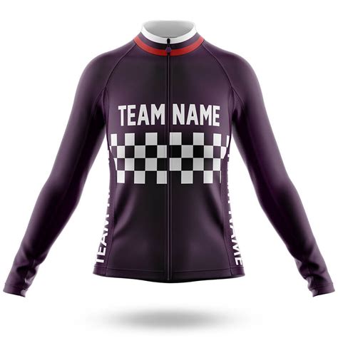 Custom Team Name M7 Dark Purple Womens Cycling Long Sleeve Jersey