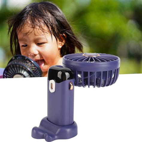 Mini Ventilateur Usb Violet Rechargeable Led 5 Vitesses Silencieux