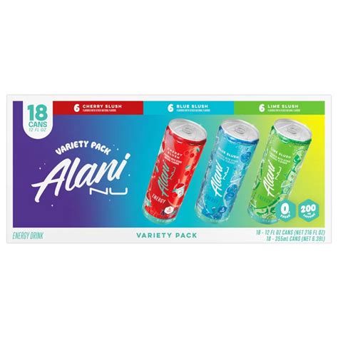 Alani Nu Energy Drink Lime Slush Variety Pack 12 Fl Oz 18 Count Costco