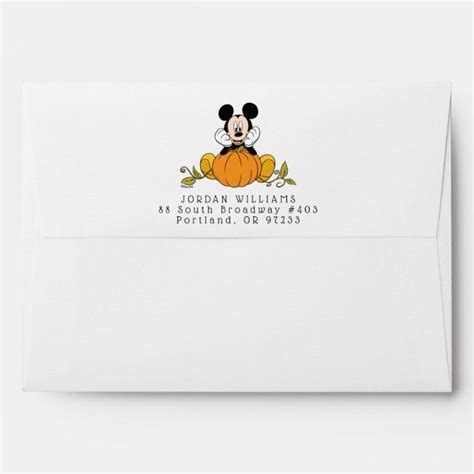 Mickey Mouse Sitting On Pumpkin Envelope Zazzle Mickey Cute